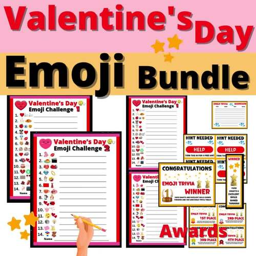 Valentines Day Activities Emoji Trivia Game Bundle Activity No Prep Sub ...