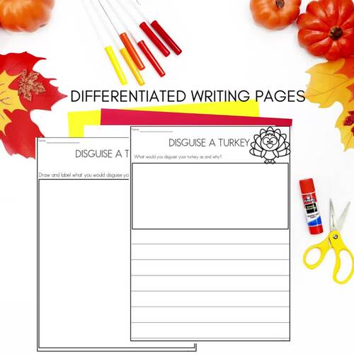 Disguise a Turkey Thanksgiving Writing Craft by I Love 1st Grade