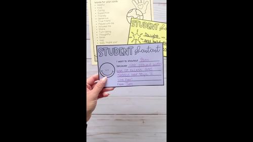 Kindness Activity Student Shoutout Cards Positive Classroom Community ...