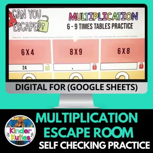Multiplication Fact Practice Escape Room Self Checking Digital for ...