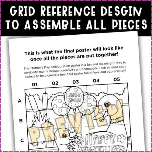 Mothers Day Collaborative Poster - 4th Grade Coloring Art Project