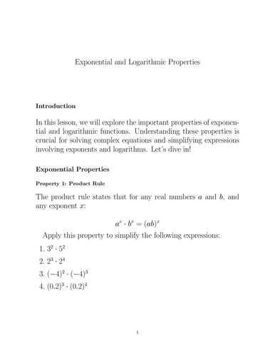Mastering Exponential And Logarithmic Properties Tpt 
