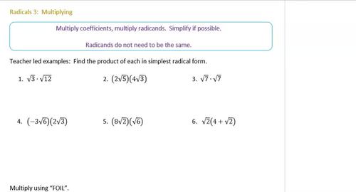 Multiplying Radicals Teaching Resources | TPT