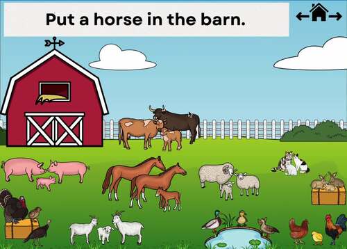 Following One Step Directions BOOM Cards™ Farm Animal Style - Digital ...
