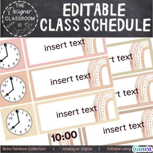 Visual Class Schedule | Boho Rainbow Classroom Decor by The Designer ...