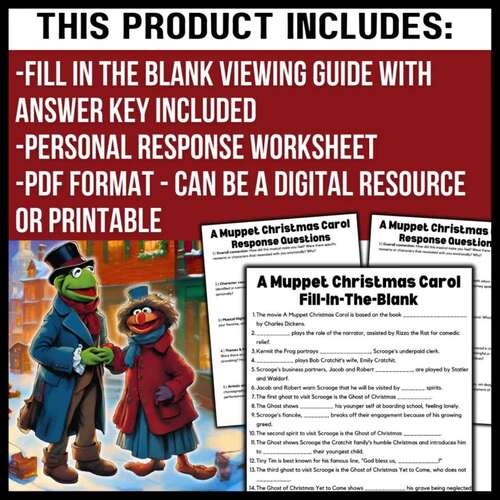 A Muppet Christmas Carol: Fill In The Blank Activity & Response Worksheets