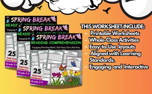Spring Break Read Aloud Comprehension Passages 3rd,4th,5th,6th,7th,8th ...