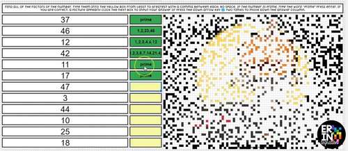 Factors and Prime Numbers Pixel Art Math Practice Pumpkin Fall Theme