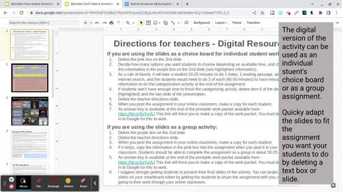 Mythology Choice Board/Stations/Groupwork: Monster Myths of the Native ...