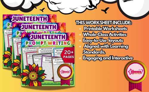 June Juneteenth Prompt Writing Activities, Worksheet 3rd,4th,5th,6th ...