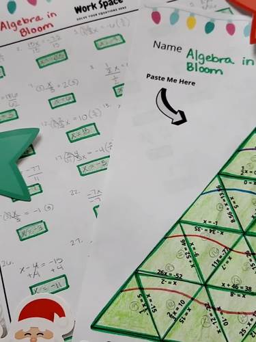 Algebraic One Step Equations Holiday Math Puzzle // Christmas Tree