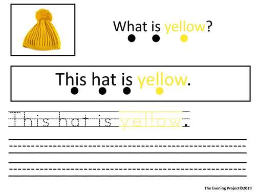 Color yellow-emergent reader/writing book for Pre-K, Autism & Sp. Ed ...