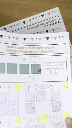 Add & Subtract Mixed Fractions (Regrouping Borrowing) With Like ...