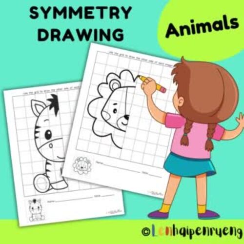 Animals Lines of Symmetry Drawing Activity - Math Art Center or Early ...