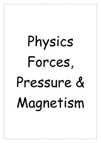 Physics Forces, Pressure and Magnetism Worksheets by Worksheet Whisperer