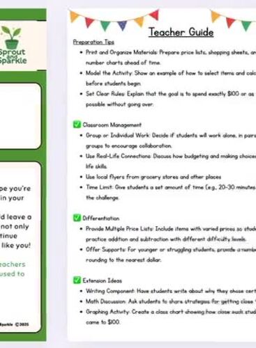 100th Day Math Shopping Challenge | Budgeting & Addition Activity