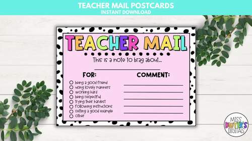Rainbow Bright Teacher Mail Happy Mail Postcard by Miss Dwyer's Digitals