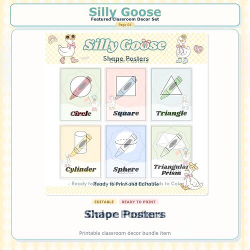 Editable Silly Goose Classroom Decor Bundle | Pastel Theme by BABYDELL ART