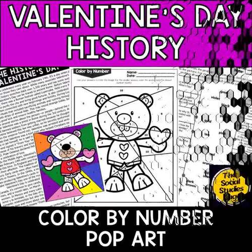 Valentine's Day History Color By Number Reading Comprehension Text Evidence