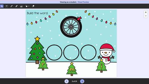 Christmas Phonics CVC Short I Word Building Google Slides by Prepped in ...