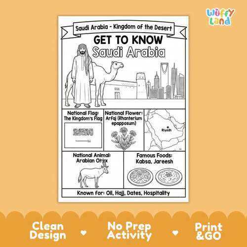 Saudi Arabia Geography Coloring Page | Middle East Country Study Social ...