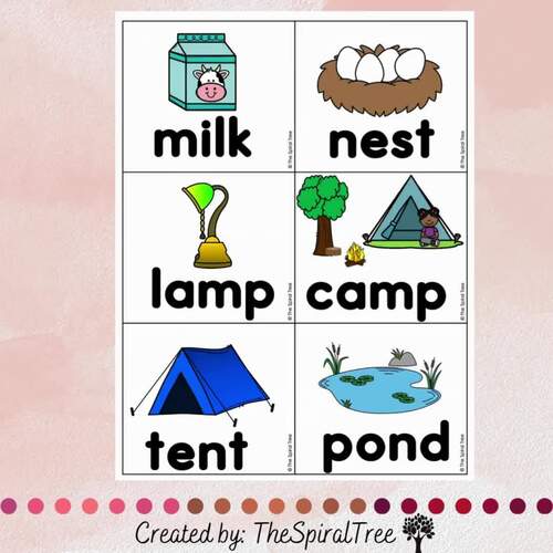 CVCC, CCVC, digraph sh, ch, ck, th and Glue Sound -ng Picture Cards