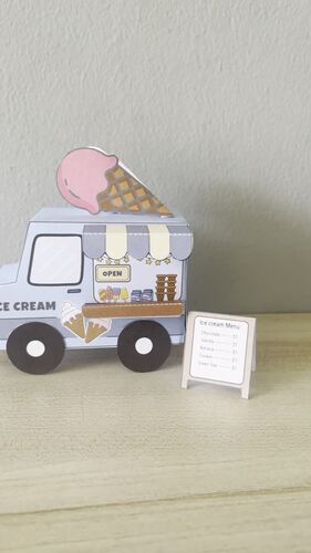 Ice Cream Truck Paper Craft for kids, Easy colouring paper craft for kids