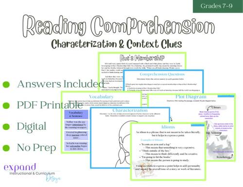 Reading Comprehension Characterization & Context Clues | TPT