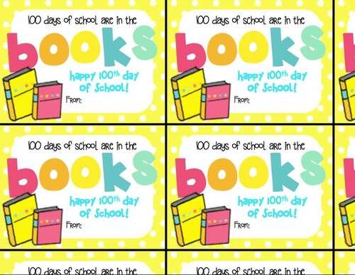 Cute Book (Notebook) 100th Day of School Gift Tag- 100 days of school ...