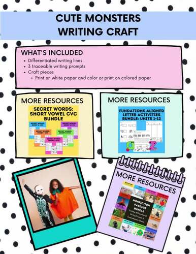 Halloween Cute Monsters Writing Craft - Fun & Engaging Writing Prompts ...