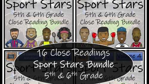 Sport Stars Volumes 1-4 Close Reading Comprehension Bundles | 5th & 6th ...