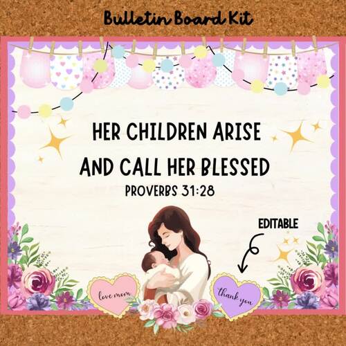 Christian Mothers Day Bulletin Board Kit | Bible Verse Christian ...