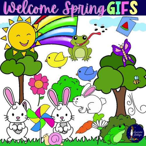 Welcome Spring GIFS Animated Clip Art by Soumara Siddiqui | TPT