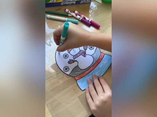 Snow Globe Craft, Snowman, Winter Cut and Paste, Christmas Coloring