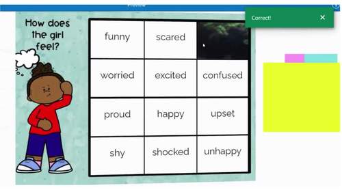 Emotions and feelings social skills activities BOOM CARDS™ hidden picture