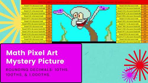 Pixel Art Mystery Pic-4th Grade Math: Place Value-Round Numbers-Form 1 ...