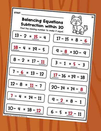 Arctic & Polar Animals Balancing Equations Subtract Within 20 Make It ...