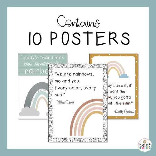 Rainbow Boho Music Quote Posters by Inspired and Wired Music | TPT