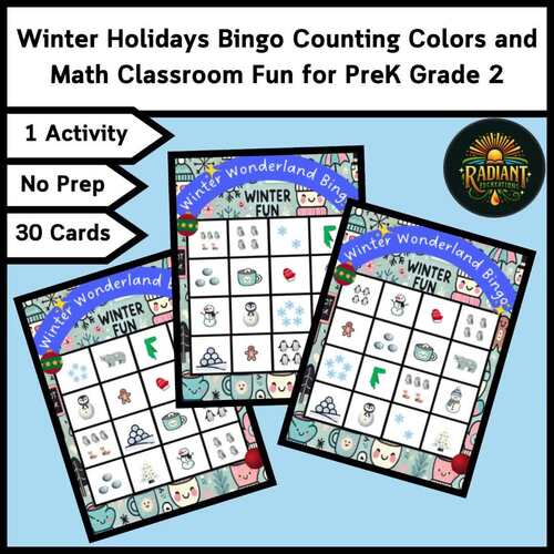 Winter Holidays Bingo Counting Colors and Math Classroom Fun for PreK ...