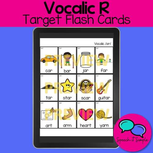 Vocalic R Articulation Target Cards - Artic - Apraxia - Phonology ...