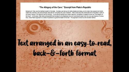 Plato's Allegory of the Cave: Abridged, easy-to-read, w text-dependent ...