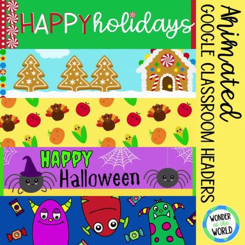 Animated Google Classroom headers banners for Halloween Thanksgiving ...