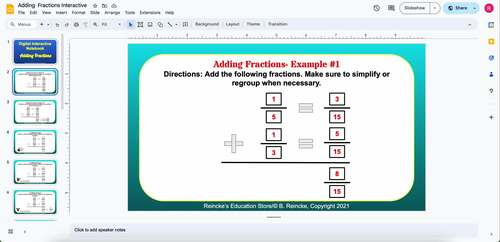 Adding Fractions Digital Activity (Google Slides) 5.NF.1, 5.3H | TPT