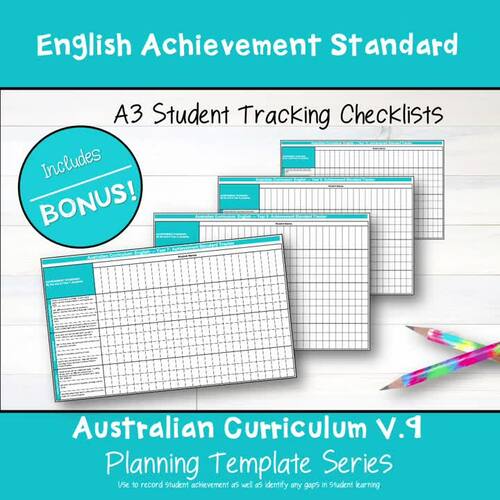 V9 Australian ENGLISH ACHIEVEMENT STANDARD CHECKLISTS Bundle Pack - YRS ...