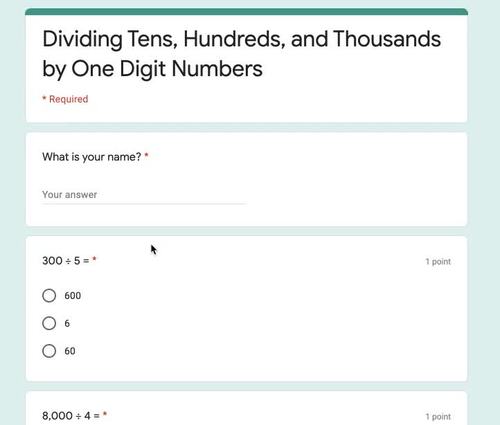 4th Grade Math Multiplication and Division Google Form Assessment Bundle