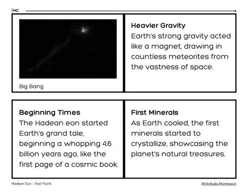 Clock of Eras Hadean Eon Companion Fact Cards by Minkybubs Montessori