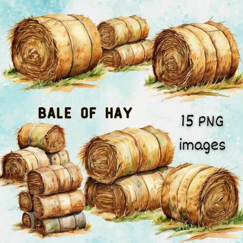Watercolor Bale Of Hay Clip Art Set, Hay Bale Illustrations | TPT