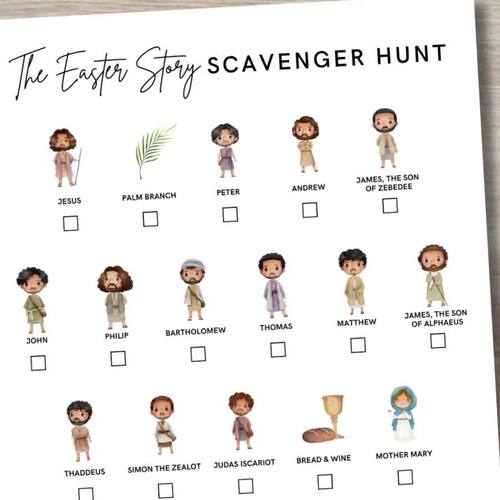 Printable Easter Story Scavenger Hunt | Christian Bible Story Game