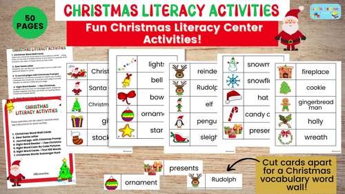 Christmas Literacy Center Activities by Little Learner Zone | TPT