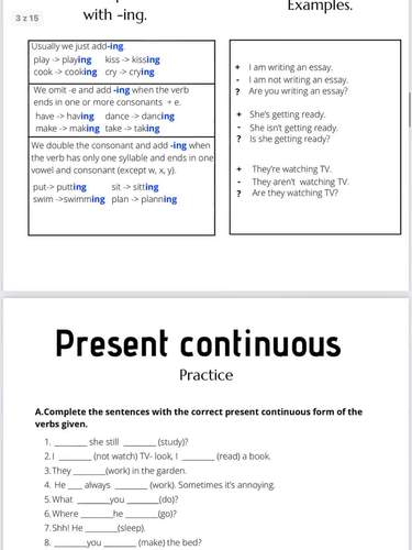 Grammar bundle | Present & Past tenses | Worksheets and Cheat sheets